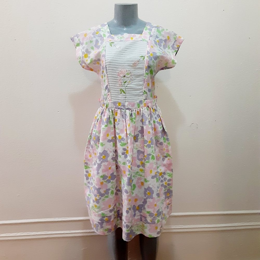 Beautiful Vtg.60's Pastel Pinafore Dress - Gem